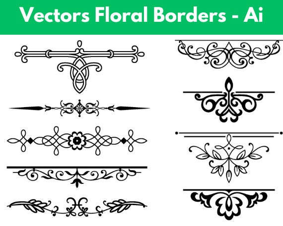 Vectors Floral Borders Elements | Digital Decorative Frames | Ai Tiff ...