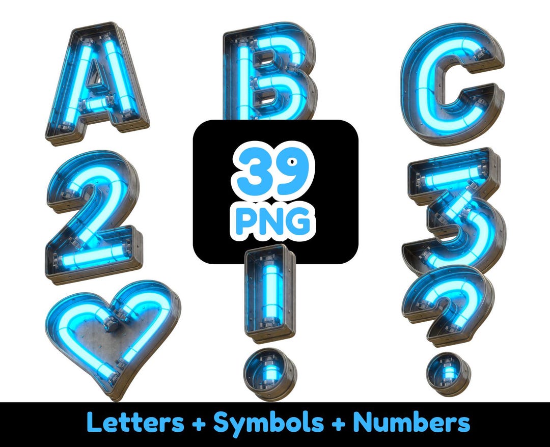 39 Blue LED Font Pngs - Futuristic Glow Text, Digital Download ...