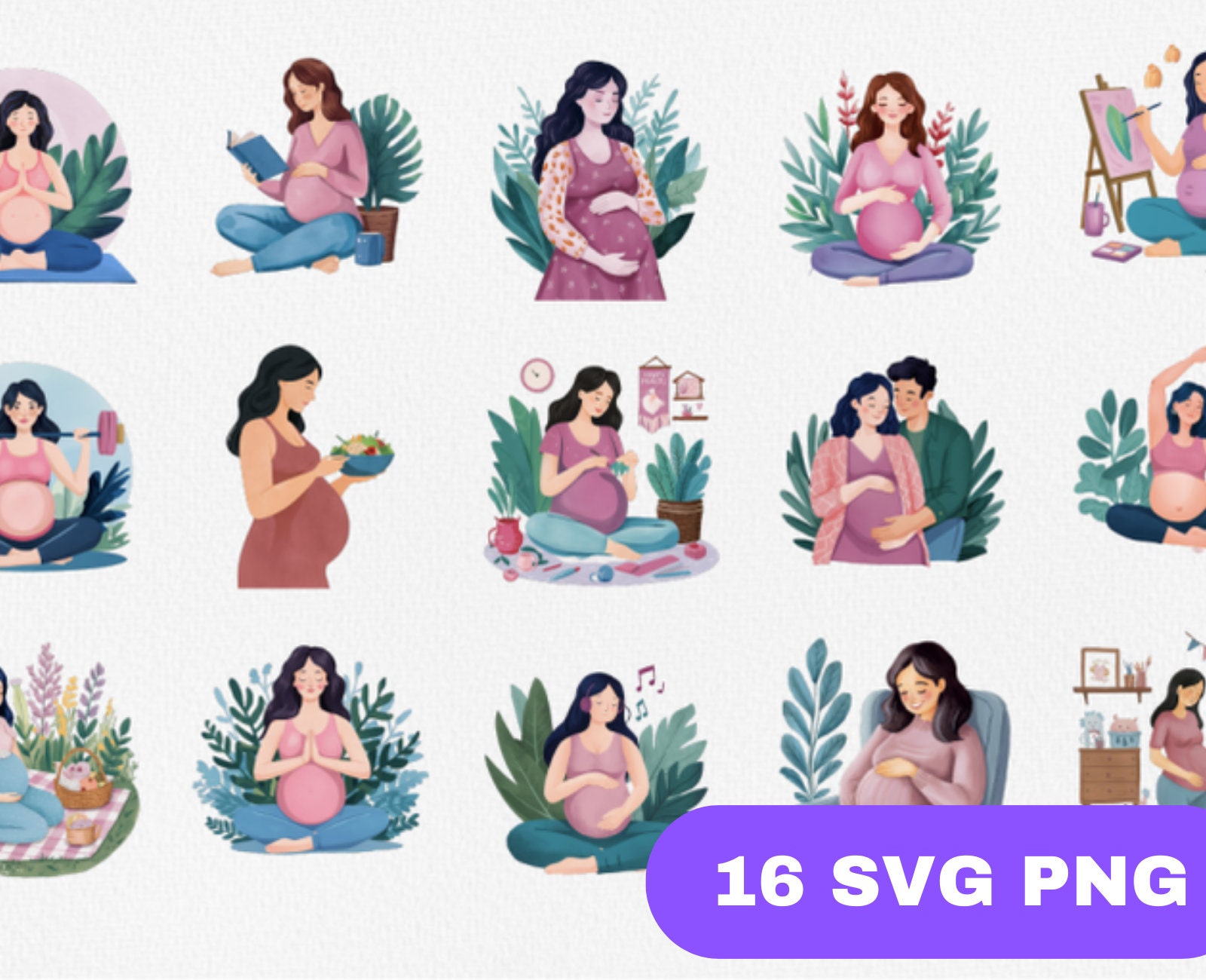 Pregnancy SVG Bundle, Pregnant Woman Svg, Silhouette Pregnant Woman, Mom Shirt SVG, Baby SVG ...
