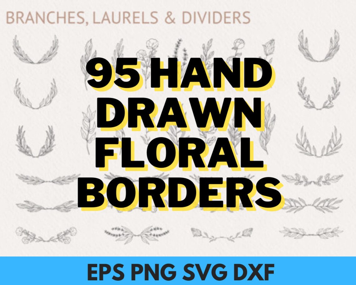 Hand Drawn Floral Svg Corners Borders Elements Bundle With - Etsy
