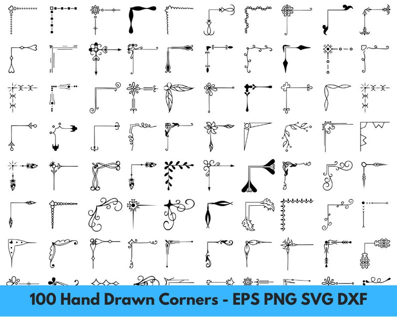 Hand Drawn Corners and Borders | Ornate Corners and Borders | Eps Png ...