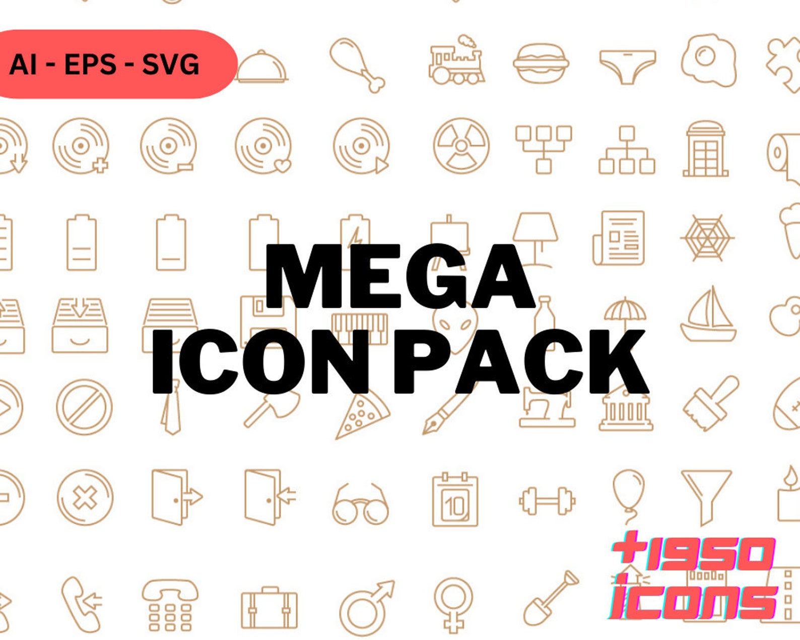 Mega Icon Pack | 1950+ Icons | Ai EPS SVG | Icon Bundle Pack | Instant Download - Etsy