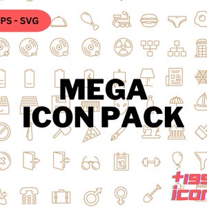 Mega Icon Pack | 1950+ Icons | Ai EPS SVG | Icon Bundle Pack | Instant Download - Etsy