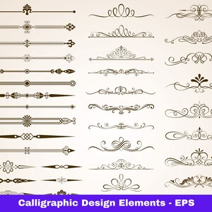 Decorative Set of Calligraphic Design Elements - EPS - Instant Download ...