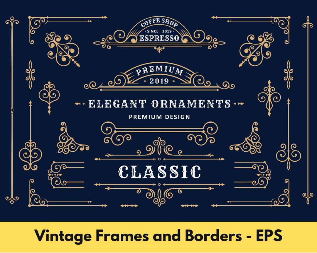 Decorative Set of Vintage Borders Elements - Antique Elements Ornaments Borders Illustration - Etsy