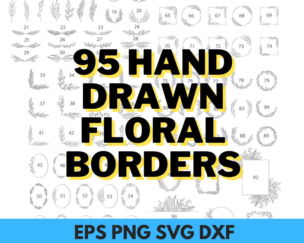 Hand Drawn Floral Svg Corners Borders Elements Bundle With - Etsy