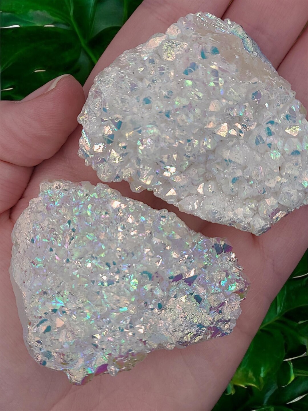 Rainbow Aura Quartz Chunks – Titanium Coated Crystal for Energy Healing ...