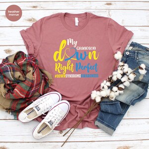 Down Syndrome Shirt, Down Right Perfect Grandson, Grandpa WDSD Tshirt ...