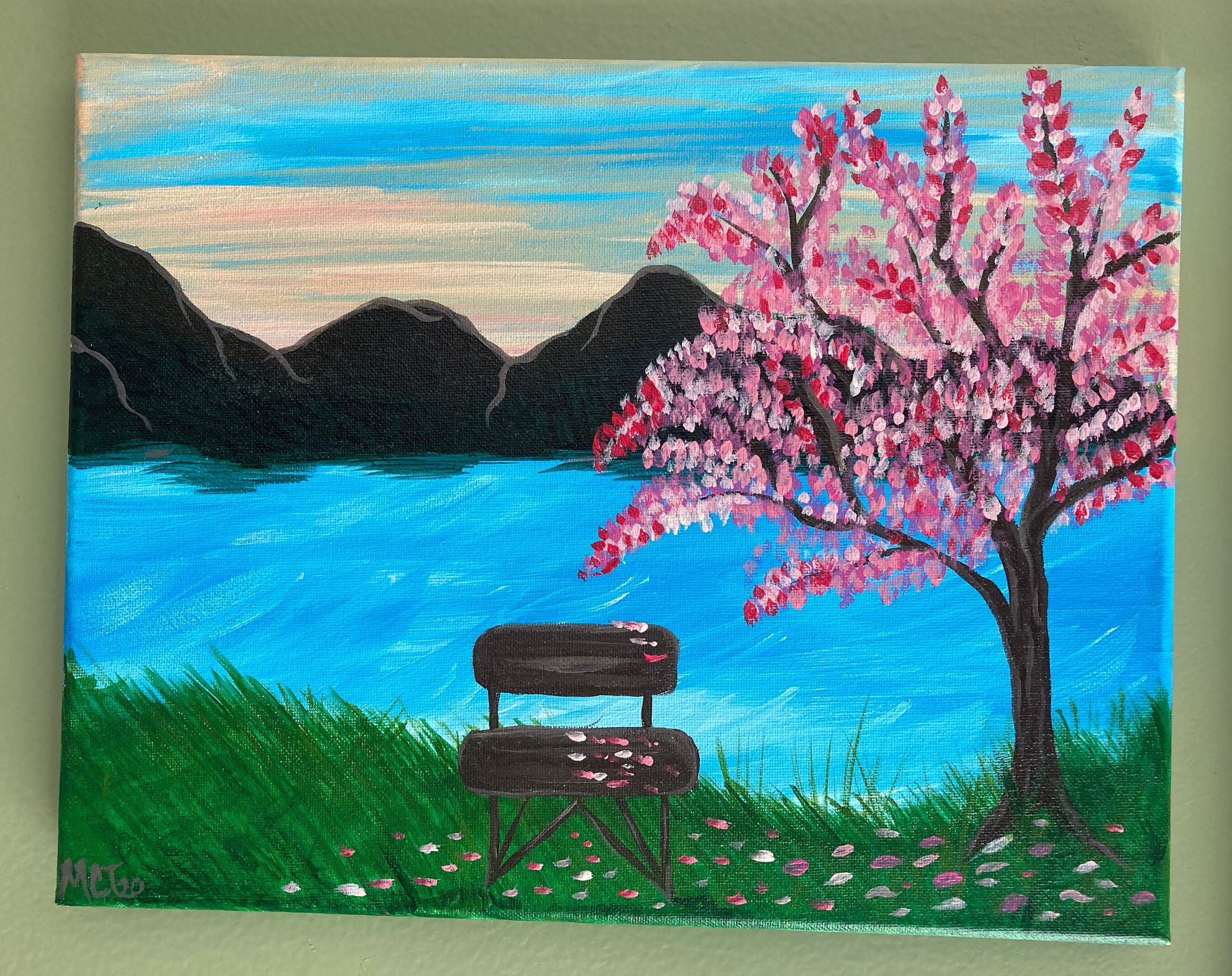 Original Acrylic Cherry Blossoms in Spring on Canvas - Etsy