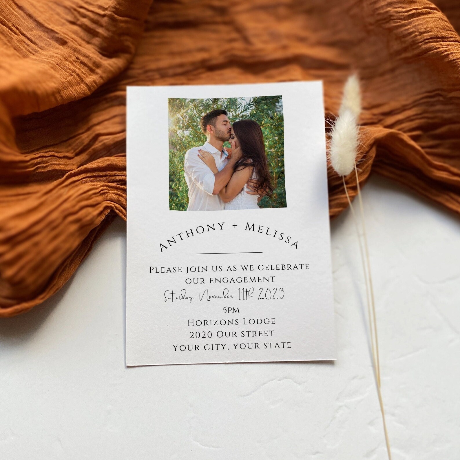 Printable Engagement Photo Invitation Minimalist Engagement - Etsy