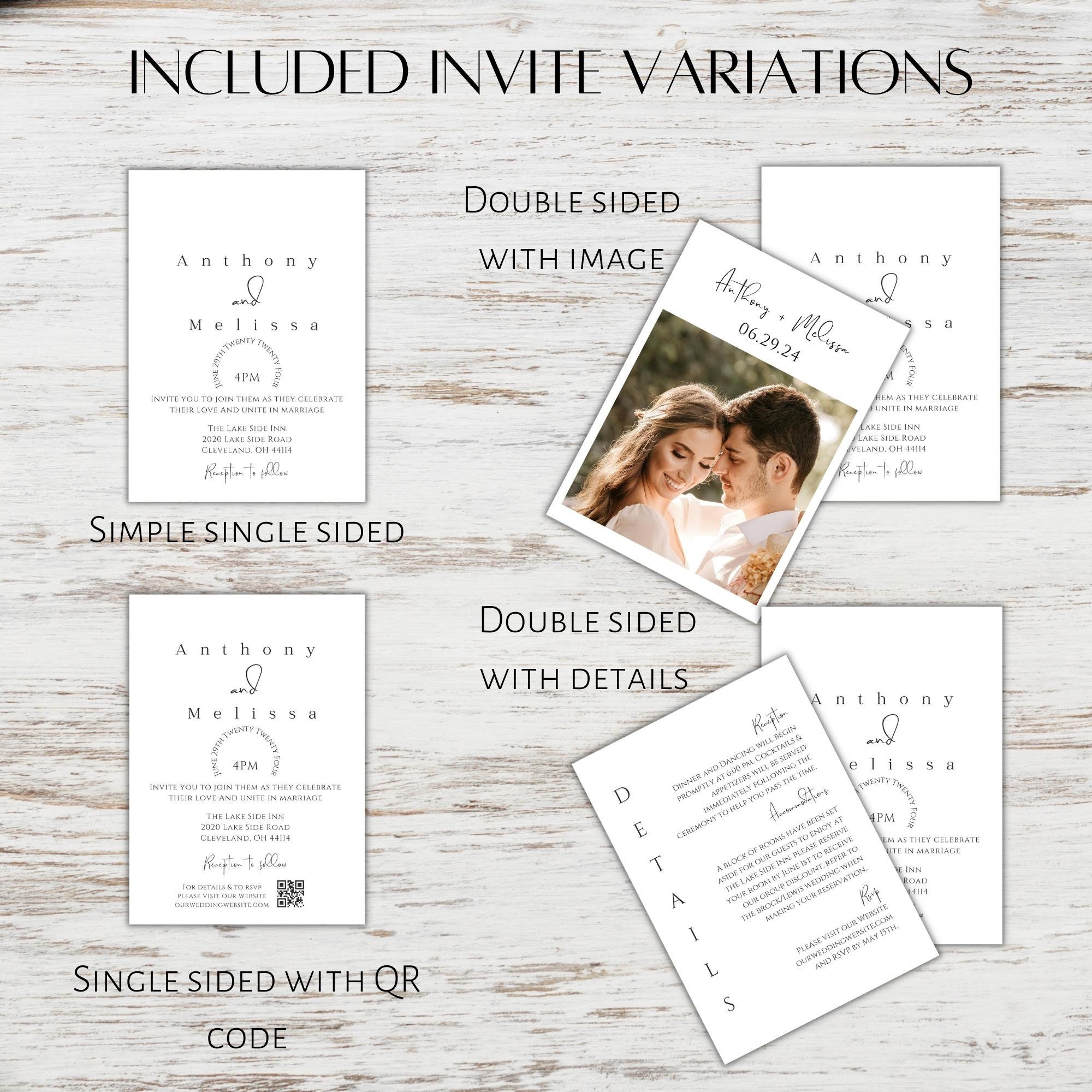 Printable Wedding Invitation With Details, Minimalist Wedding Invite ...