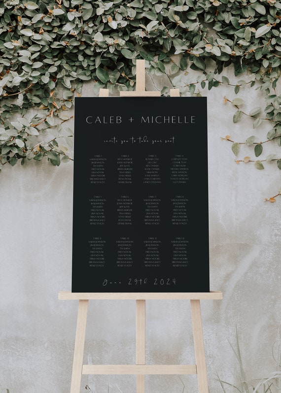 Black Seating Chart Template Modern Editable Instant Download - Etsy