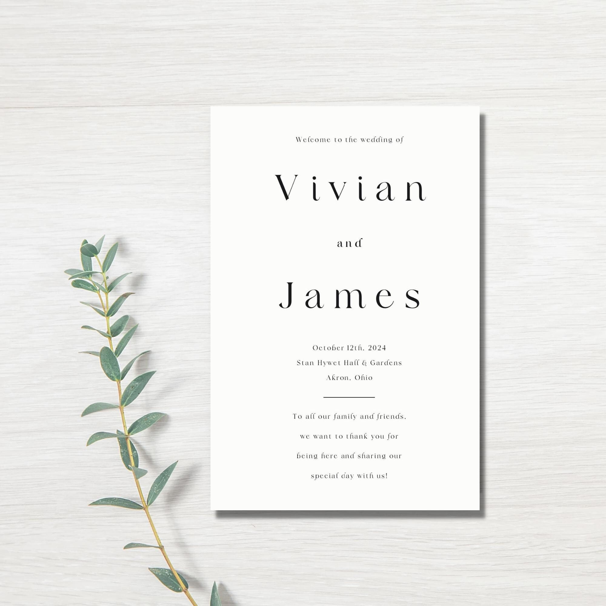 Printable Church Program Wedding, Folded Canva Template Wedding Program ...