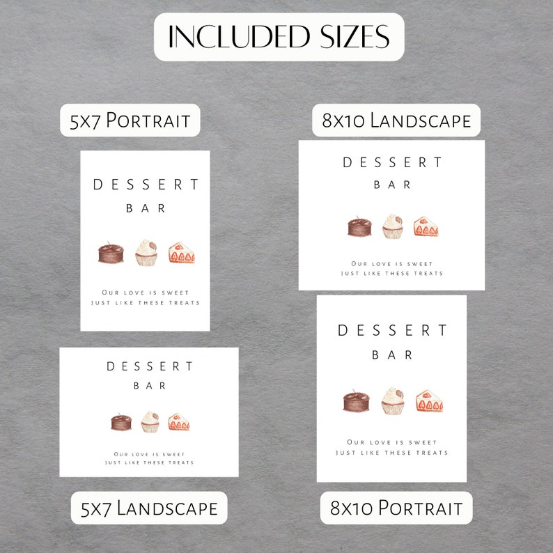 Modern Wedding Desserts Sign, Dessert Menu Sign, Printable Wedding ...