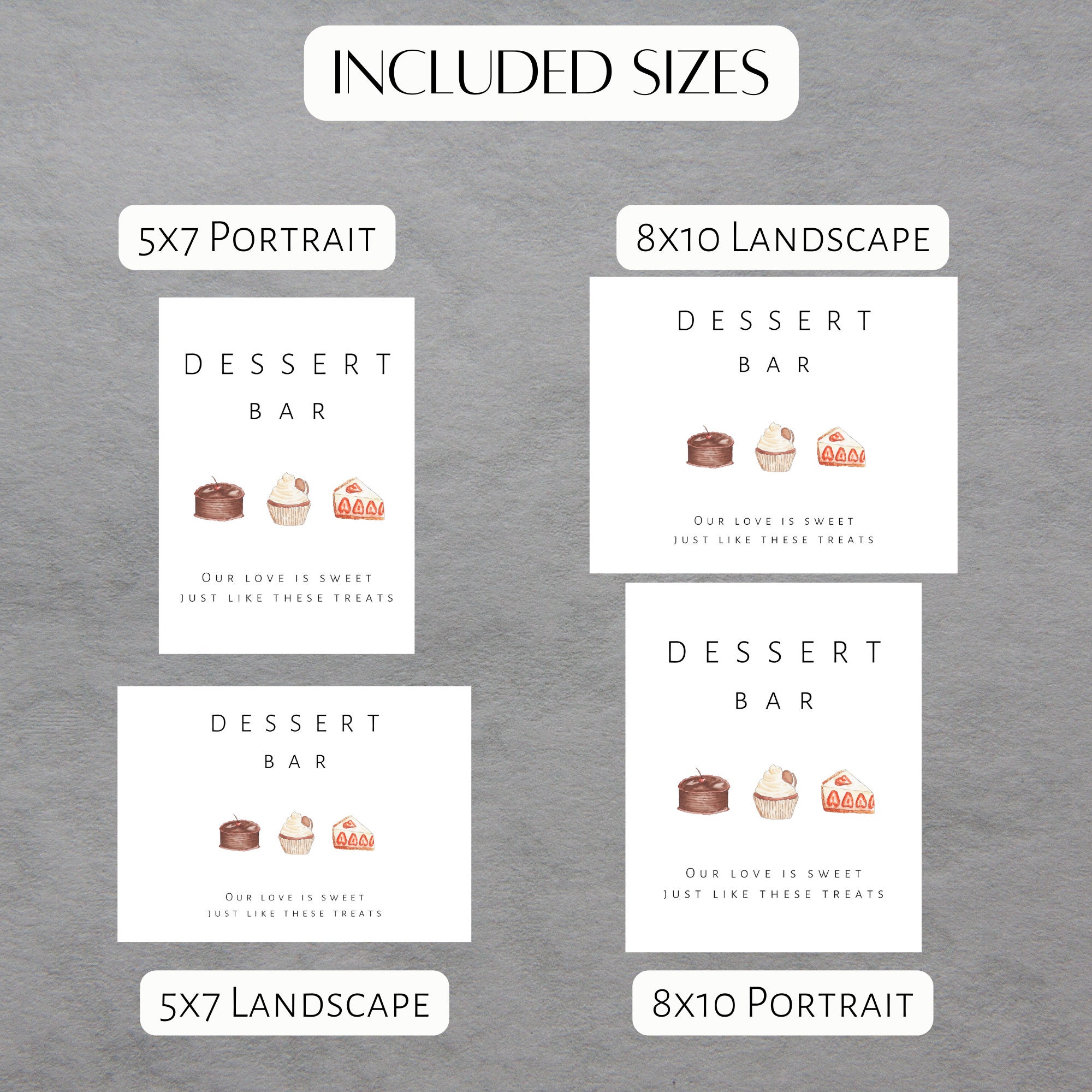 Modern Wedding Desserts Sign, Dessert Menu Sign, Printable Wedding ...