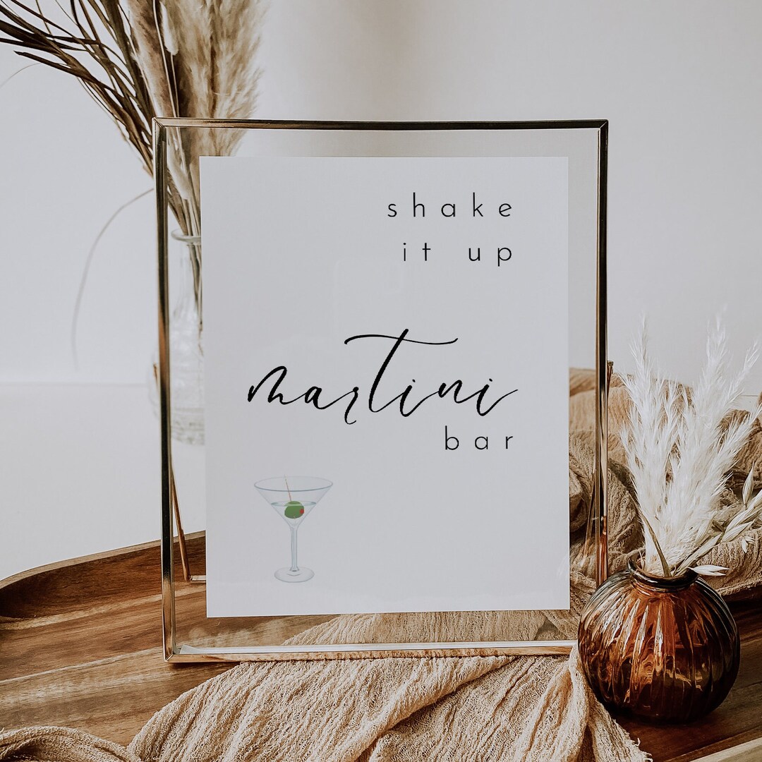 Minimalist Martini Bar Sign, Modern Martini Bar Shake It up Sign ...