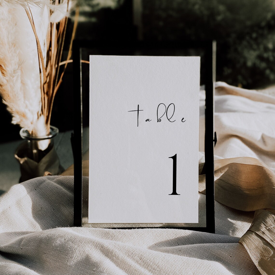 Minimalist Table Number Card Template, Simple Clean Wedding Table ...
