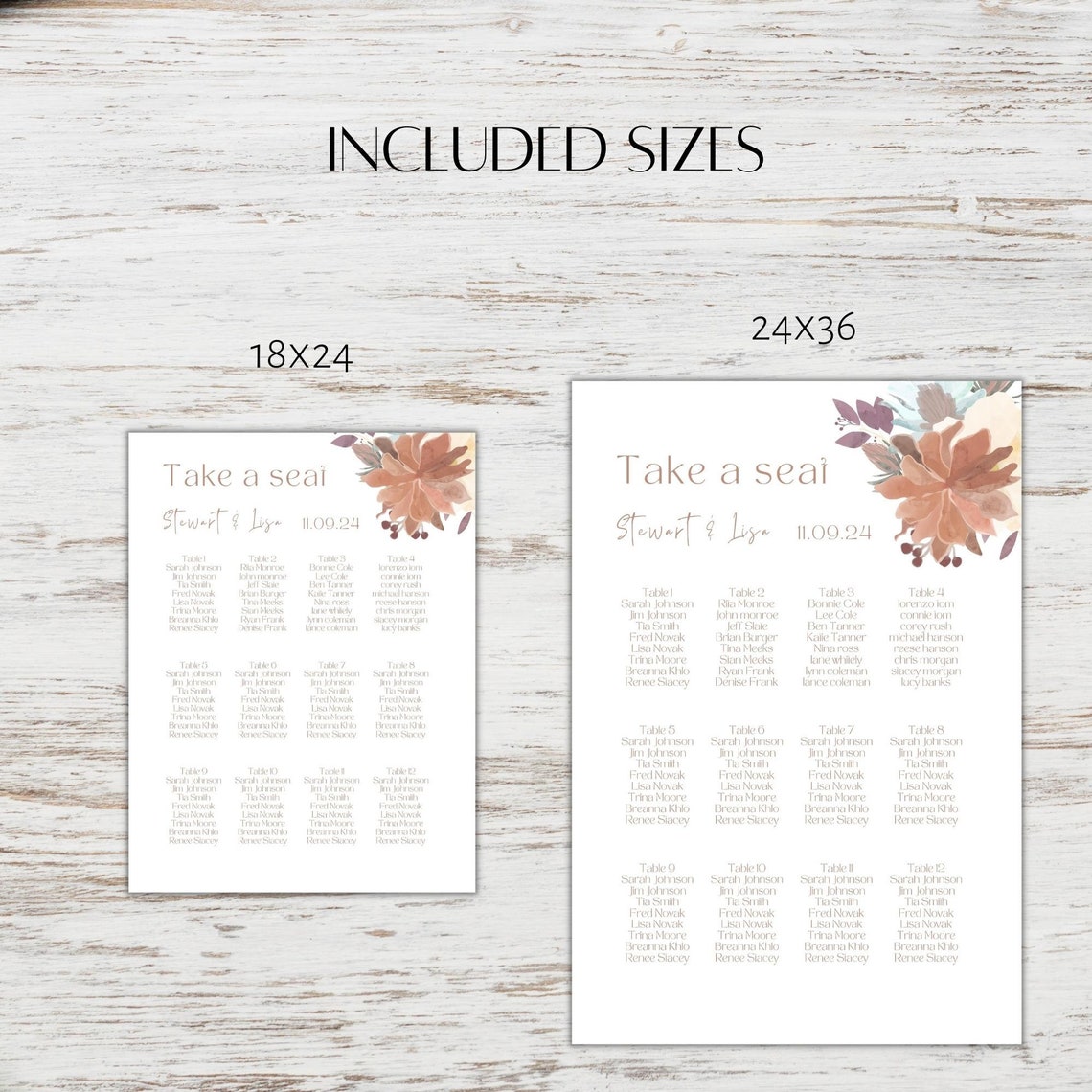 Printable Seating Chart Template, Boho Wedding Seating Sign, Instant ...