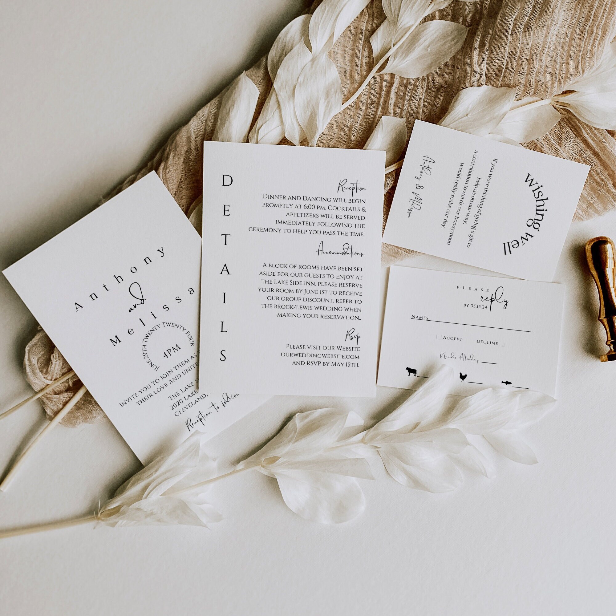 Minimalist Invitation Set, Minimalist Wedding Invitation Bundle ...