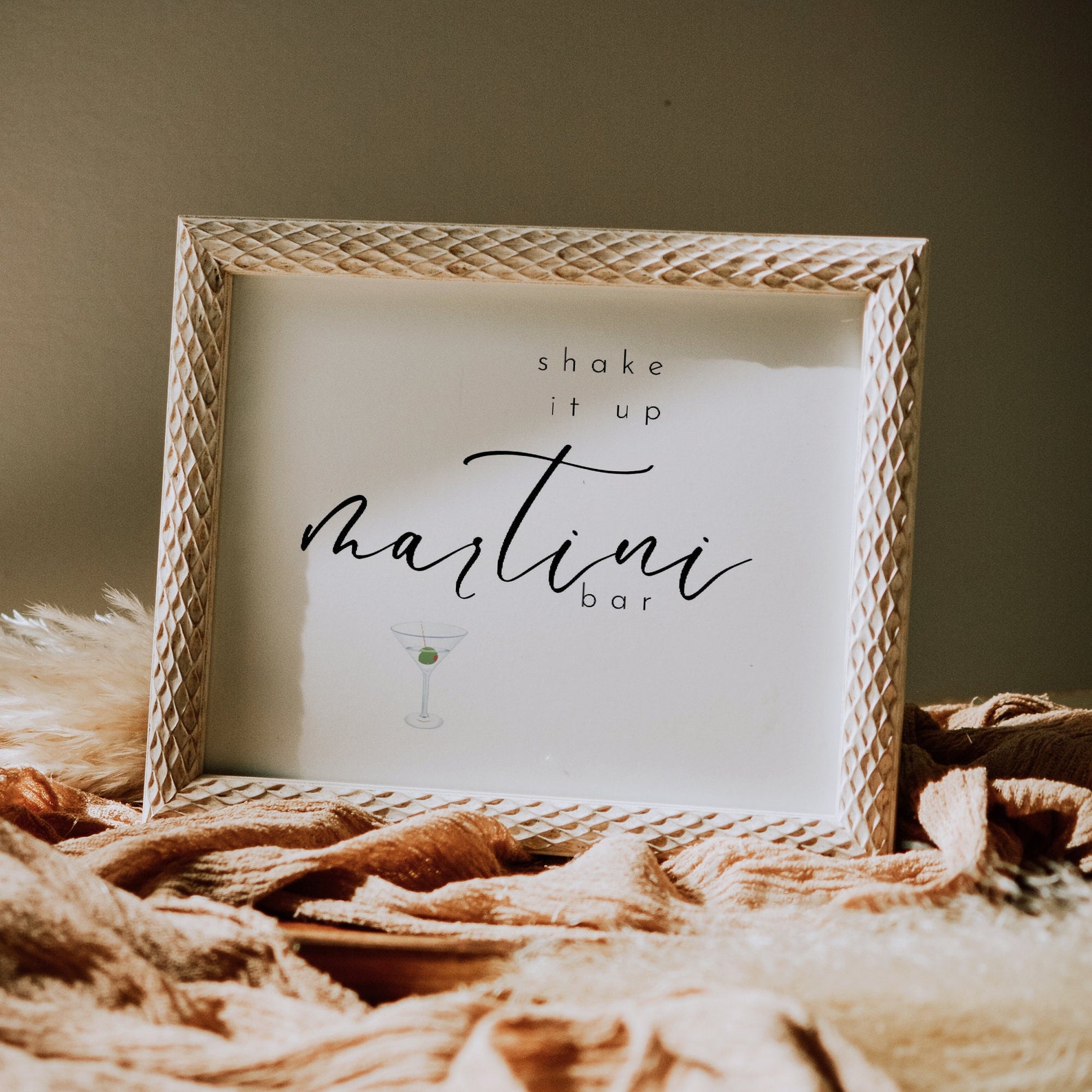 Minimalist Martini Bar Sign, Modern Martini Bar Shake It up Sign ...