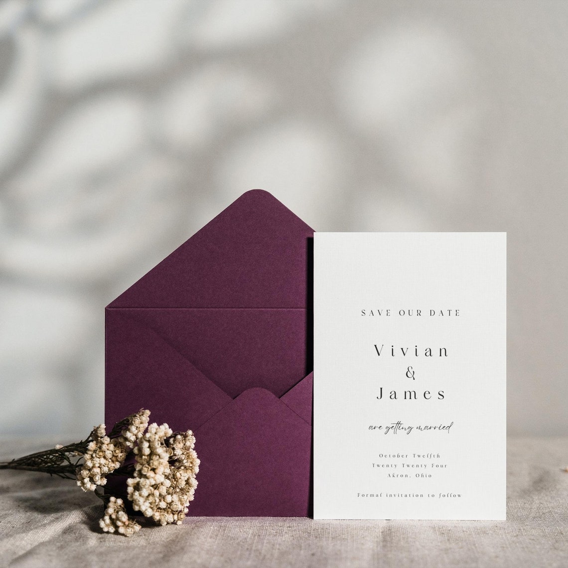 Modern Wedding Save the Date Template Canva, Minimalist Printable Save ...