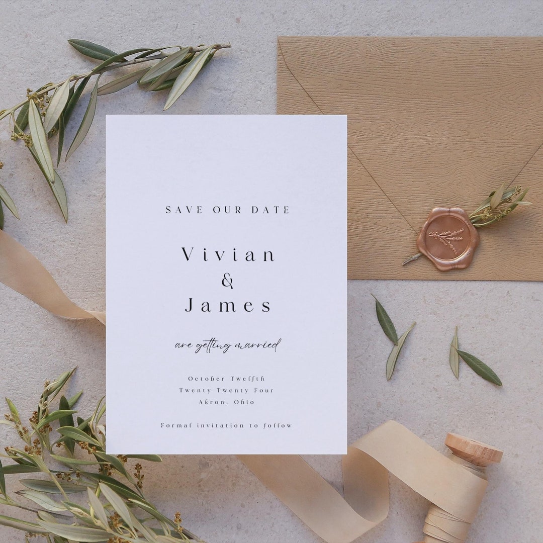 Modern Wedding Save the Date Template Canva, Minimalist Printable Save ...