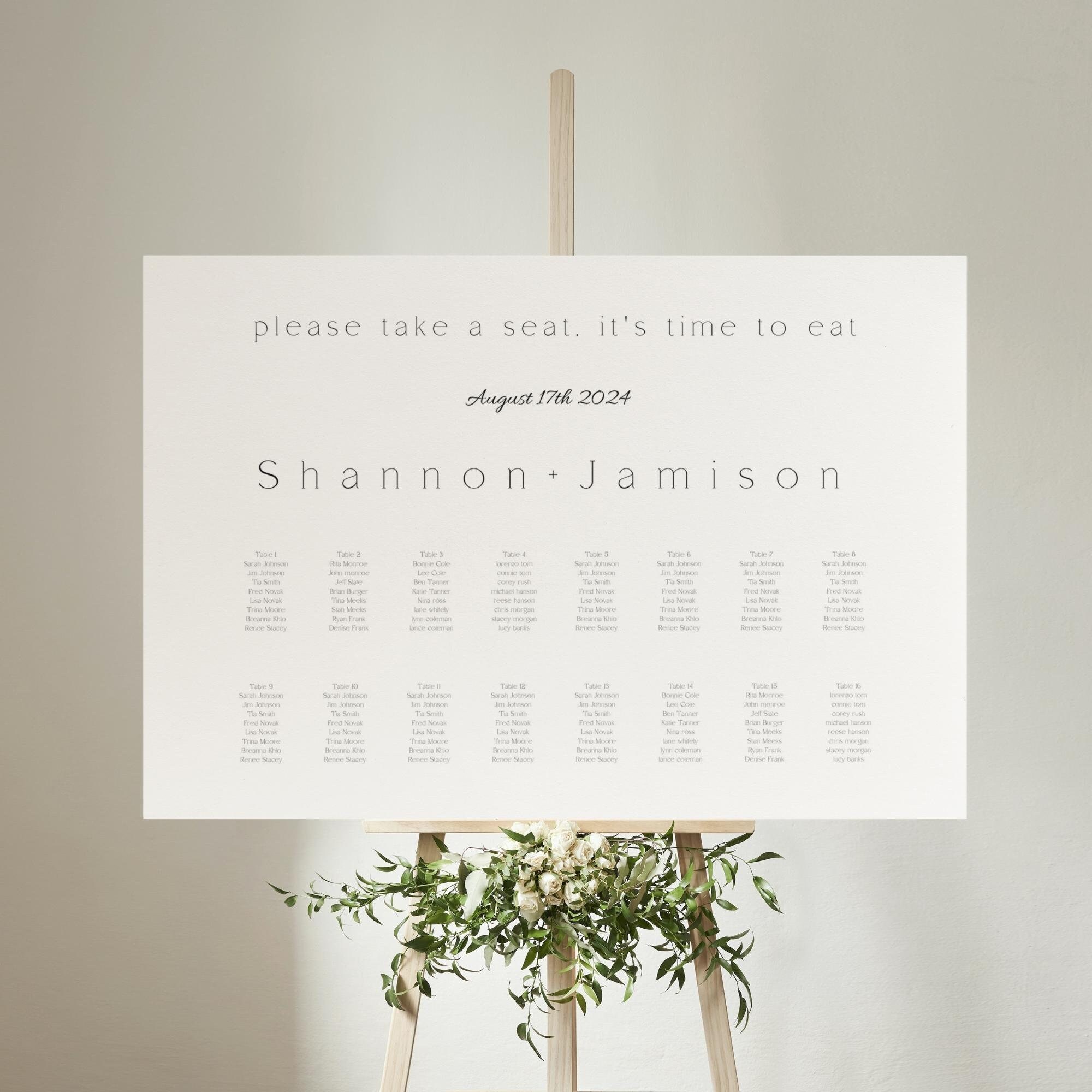 Modern Wedding Seating Chart Template, Elegant Wedding Seating Plan ...