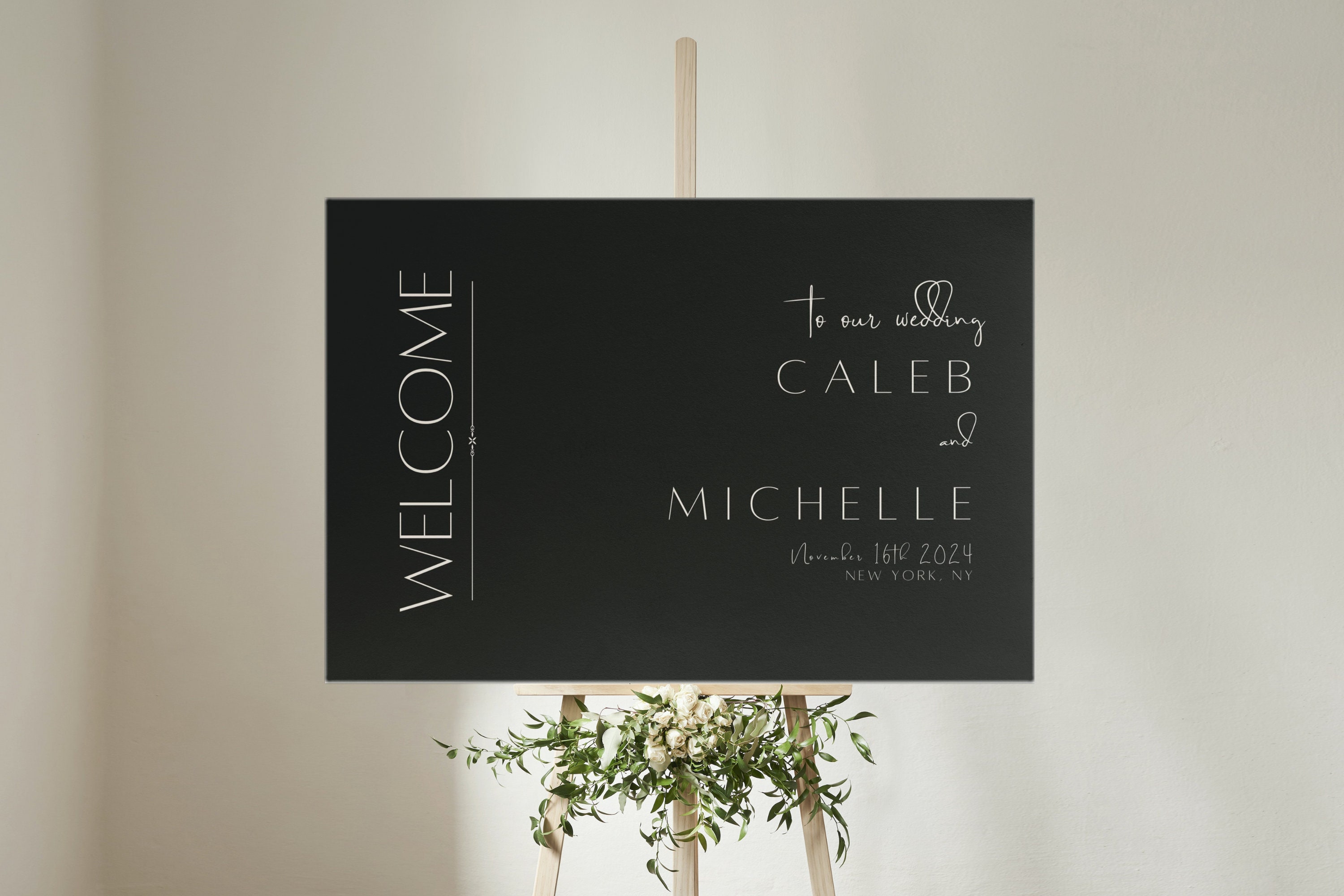 Black Wedding Welcome Sign Minimalist Welcome Wedding Sign - Etsy