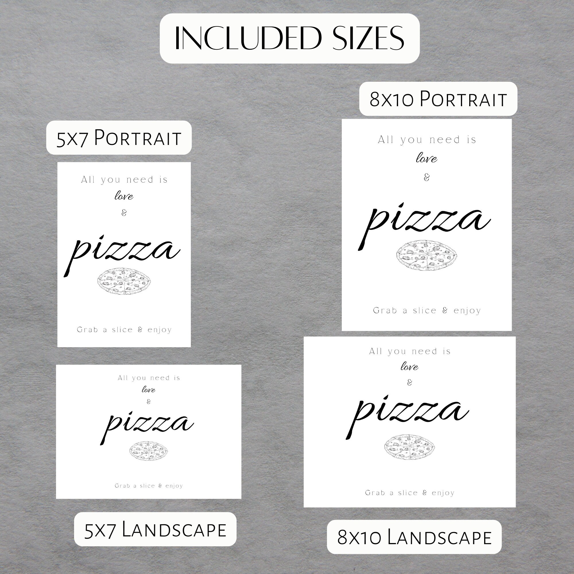 Modern Wedding Pizza Sign, Landscape Pizza Menu Sign, Printable Wedding ...