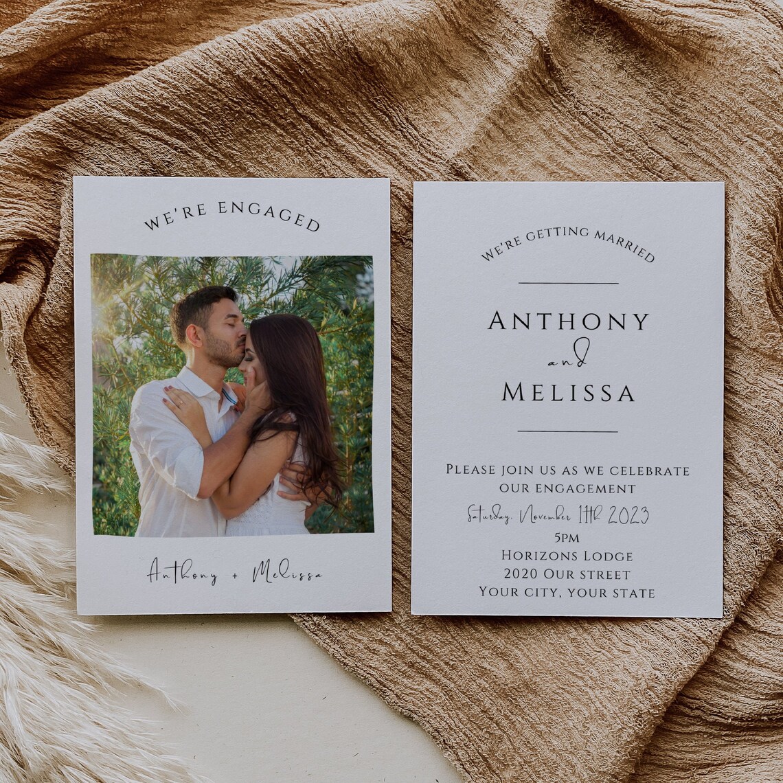 Printable Engagement Photo Invitation, Minimalist Engagement ...