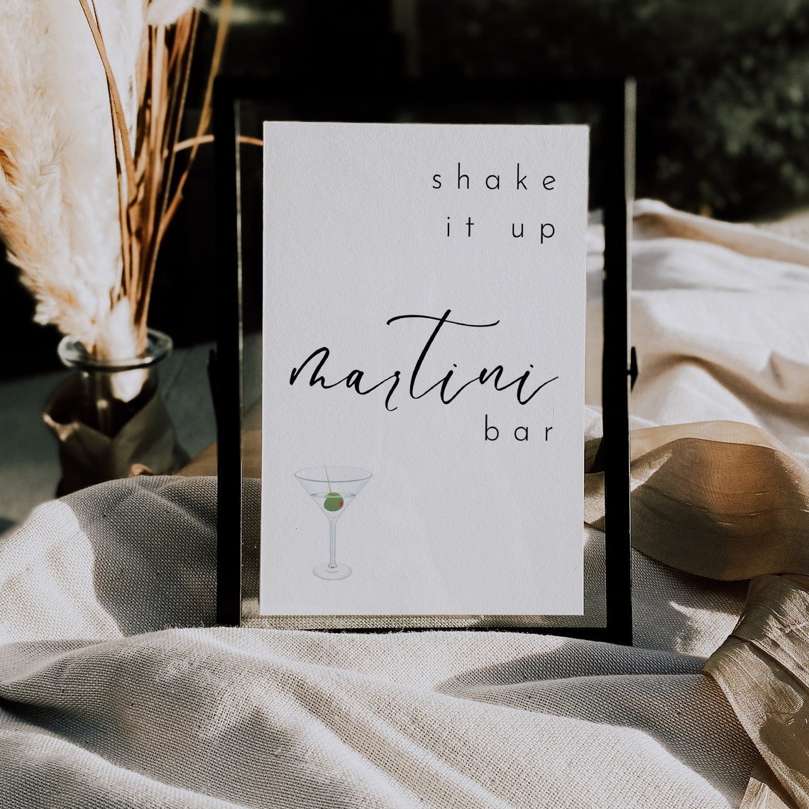 Minimalist Martini Bar Sign, Modern Martini Bar Shake It up Sign ...