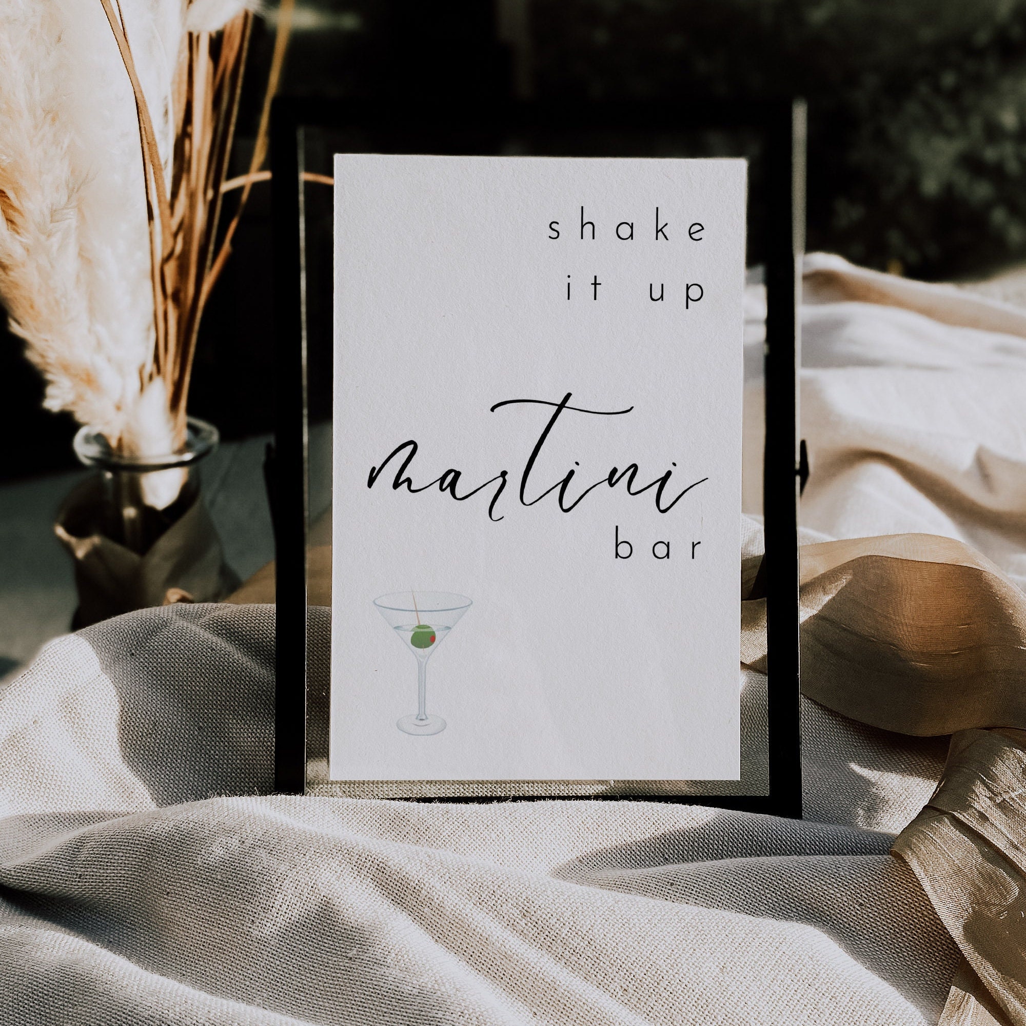 Minimalist Martini Bar Sign, Modern Martini Bar Shake It up Sign ...