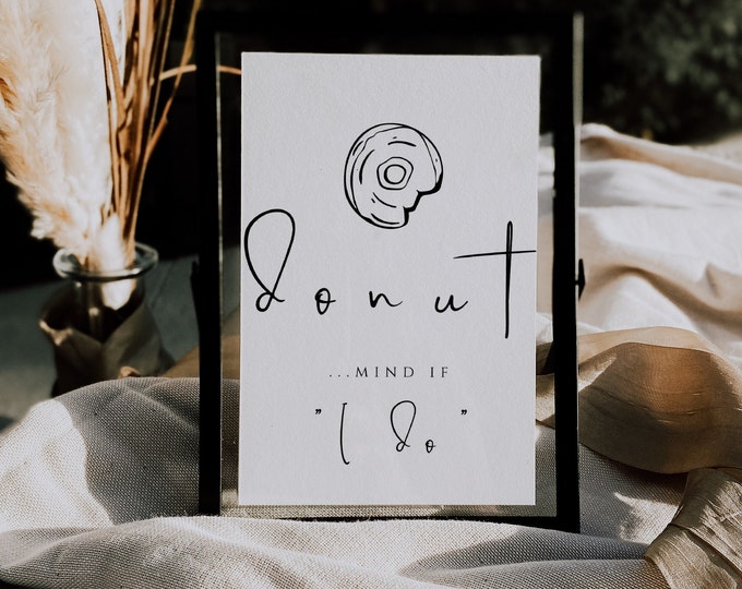 Modern Wedding Donut Bar Printable Sign Template, Elegant Minimalist ...