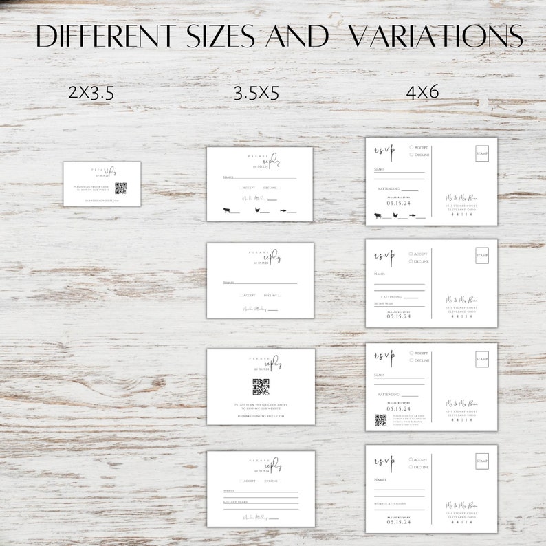 QR Code RSVP Postcard Minimalist Wedding Reply Card Modern - Etsy