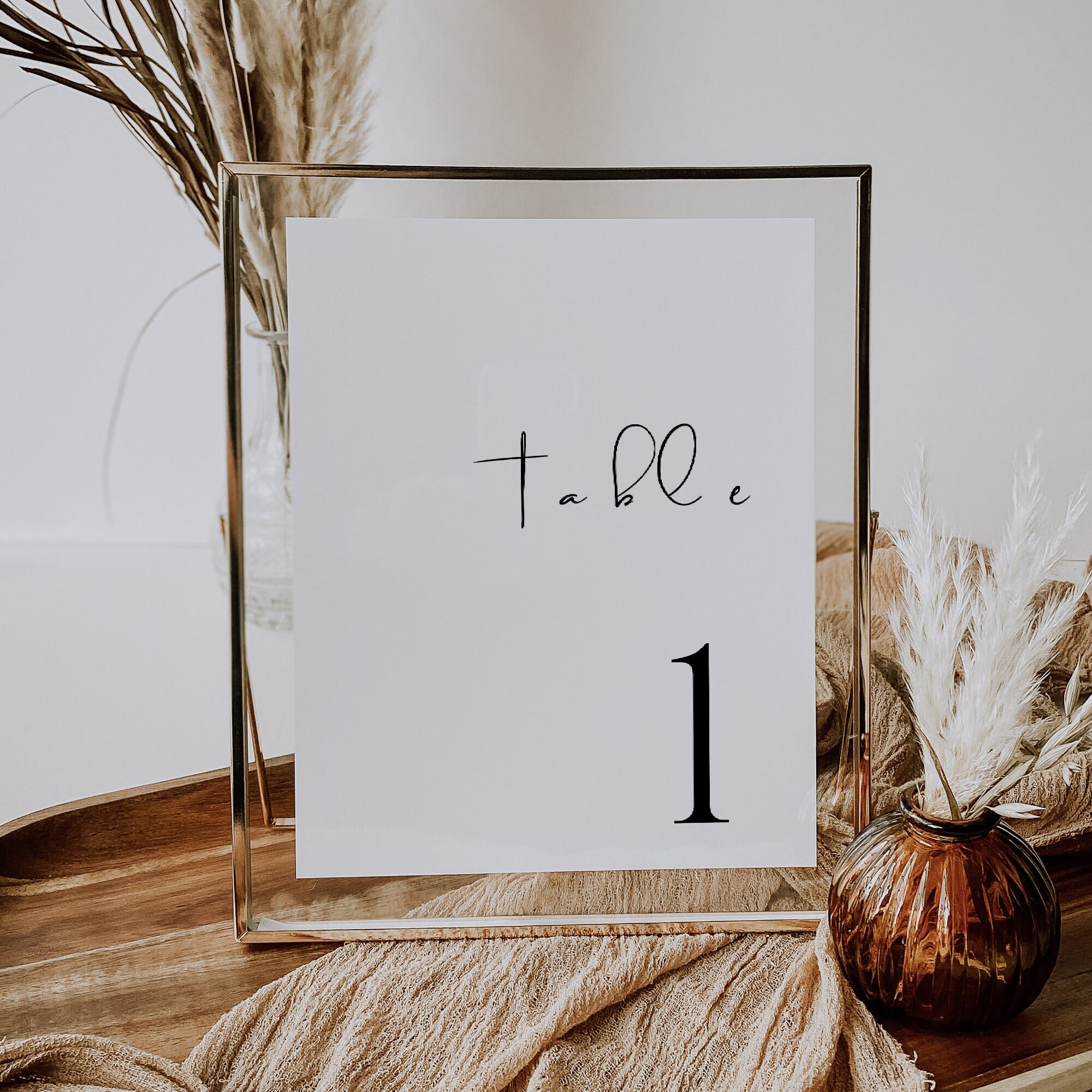 Minimalist Table Number Card Template, Simple Clean Wedding Table ...
