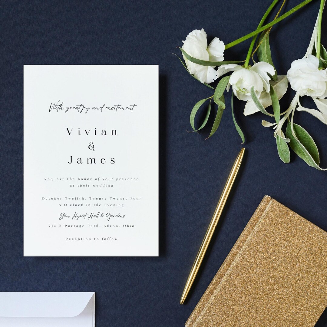 Minimalist Wedding Invitation Template, Editable Modern Wedding Invite ...