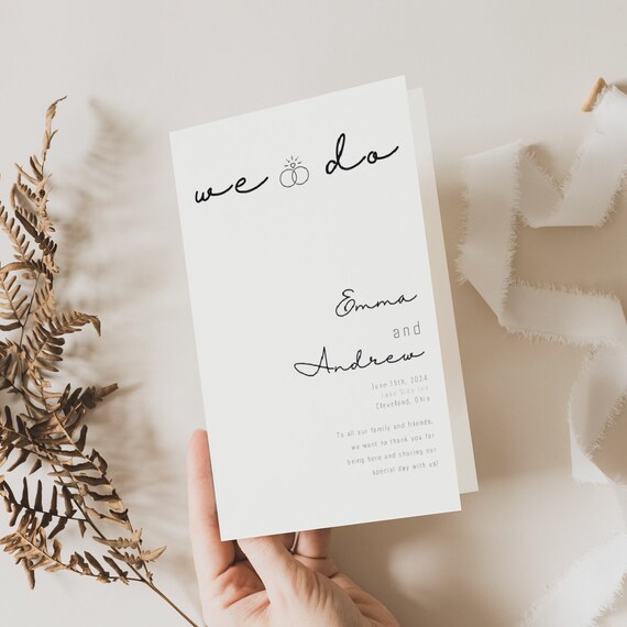 Printable Church Program Wedding Folded Canva Template - Etsy