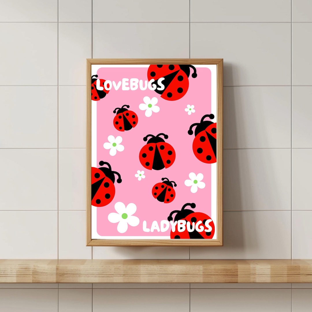 Lady Bird Love Bug Daisy Art Print, Kids Art, Nursery Art, Kitchen ...