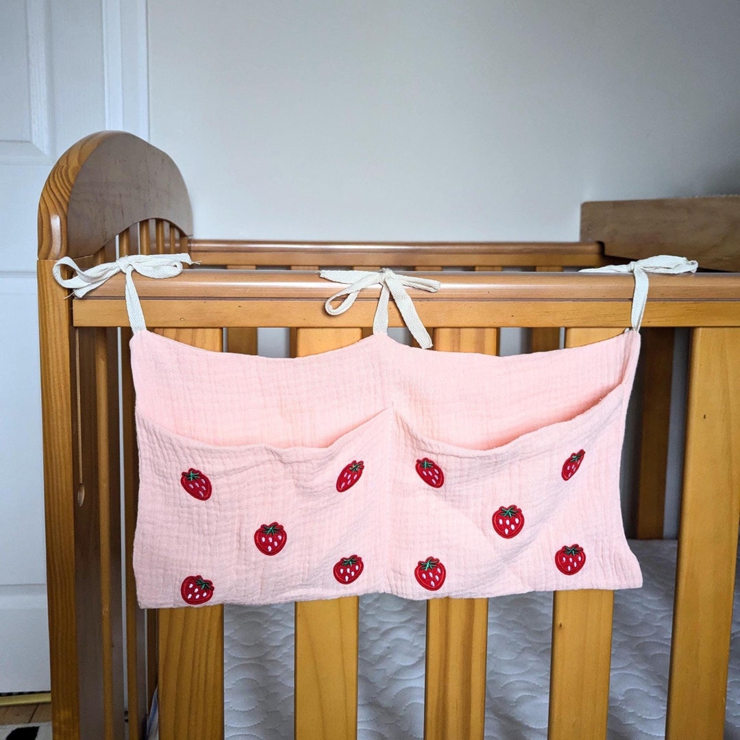 Pink Strawberry, Baby Nursery Storage Caddy for Cot and Crib With ...