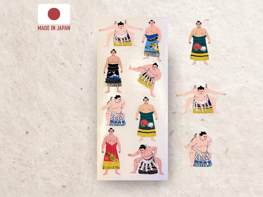 Sumo Wrestler Stickers Washi-style Crepe Paper With Gold Touches - Etsy