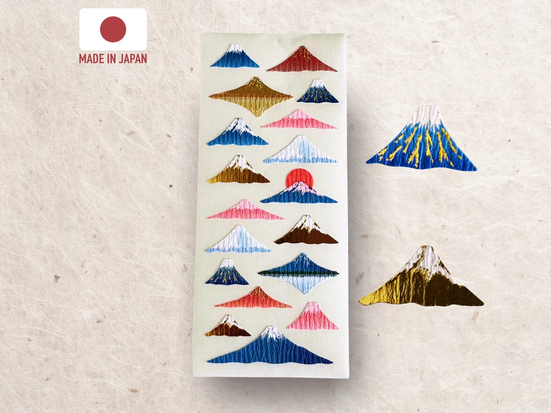 Mt. Fuji Stickers Washi-style Crepe Paper With Gold Accents - Etsy