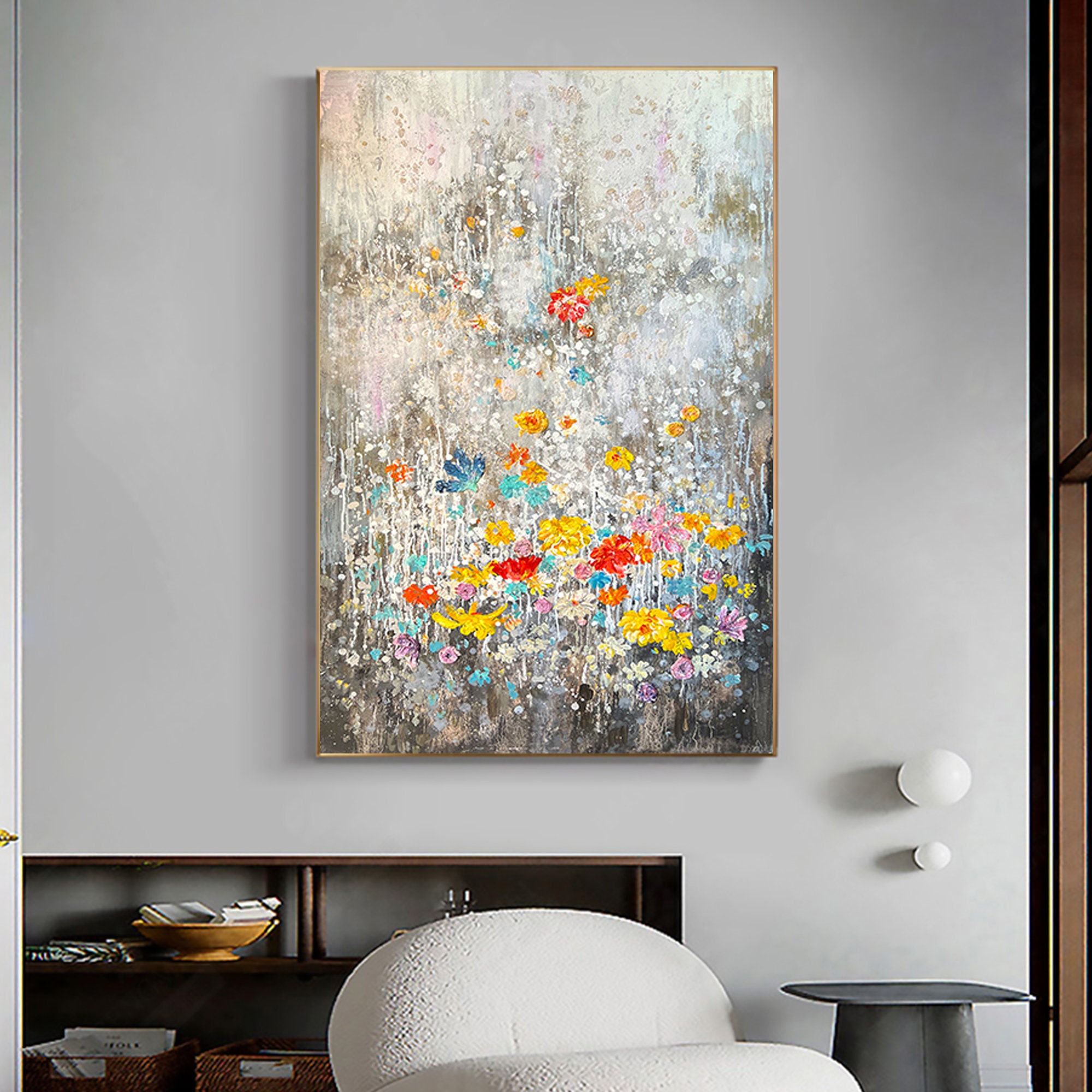 Abstract Autumn Flower Oil Painting on Canvas Large Original - Etsy