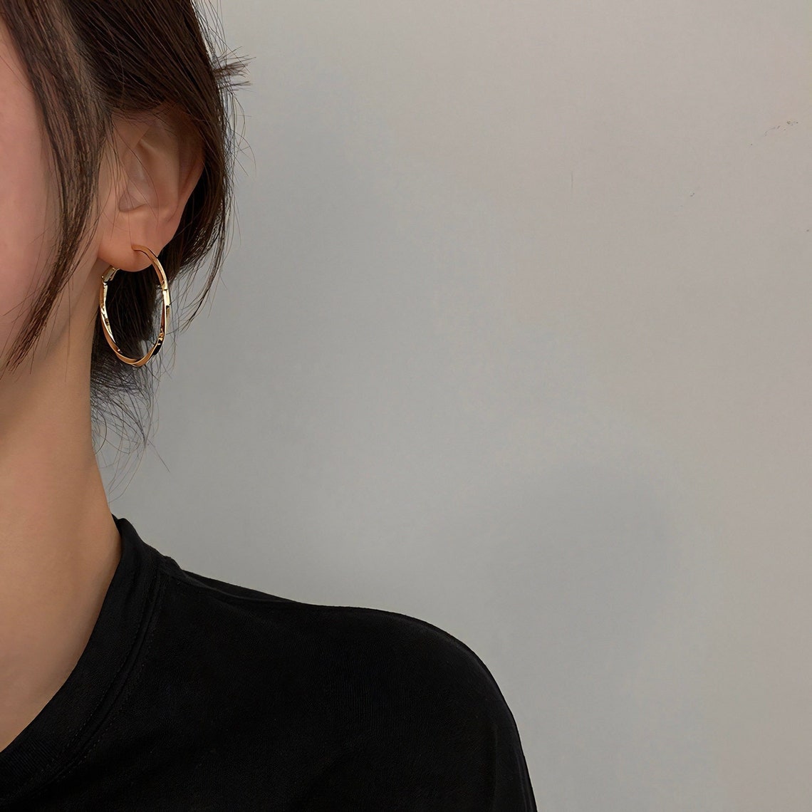 14k Gold Large Hoop Earring 40mm Chunky Gold Hoop Earring - Etsy