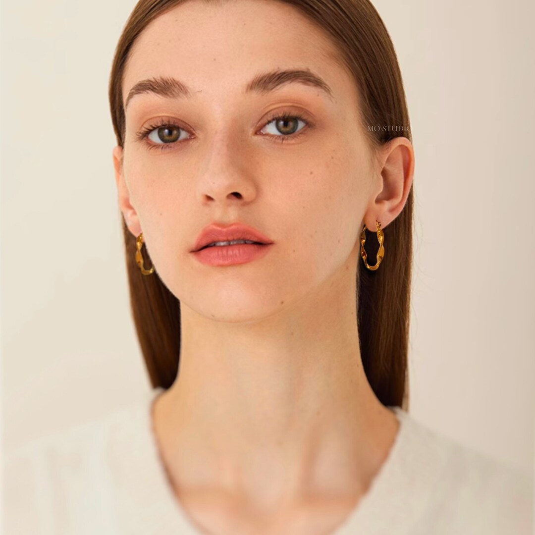 30/40/50mm Gold Twisted Hoop Earring Large 18k Gold Hoop - Etsy