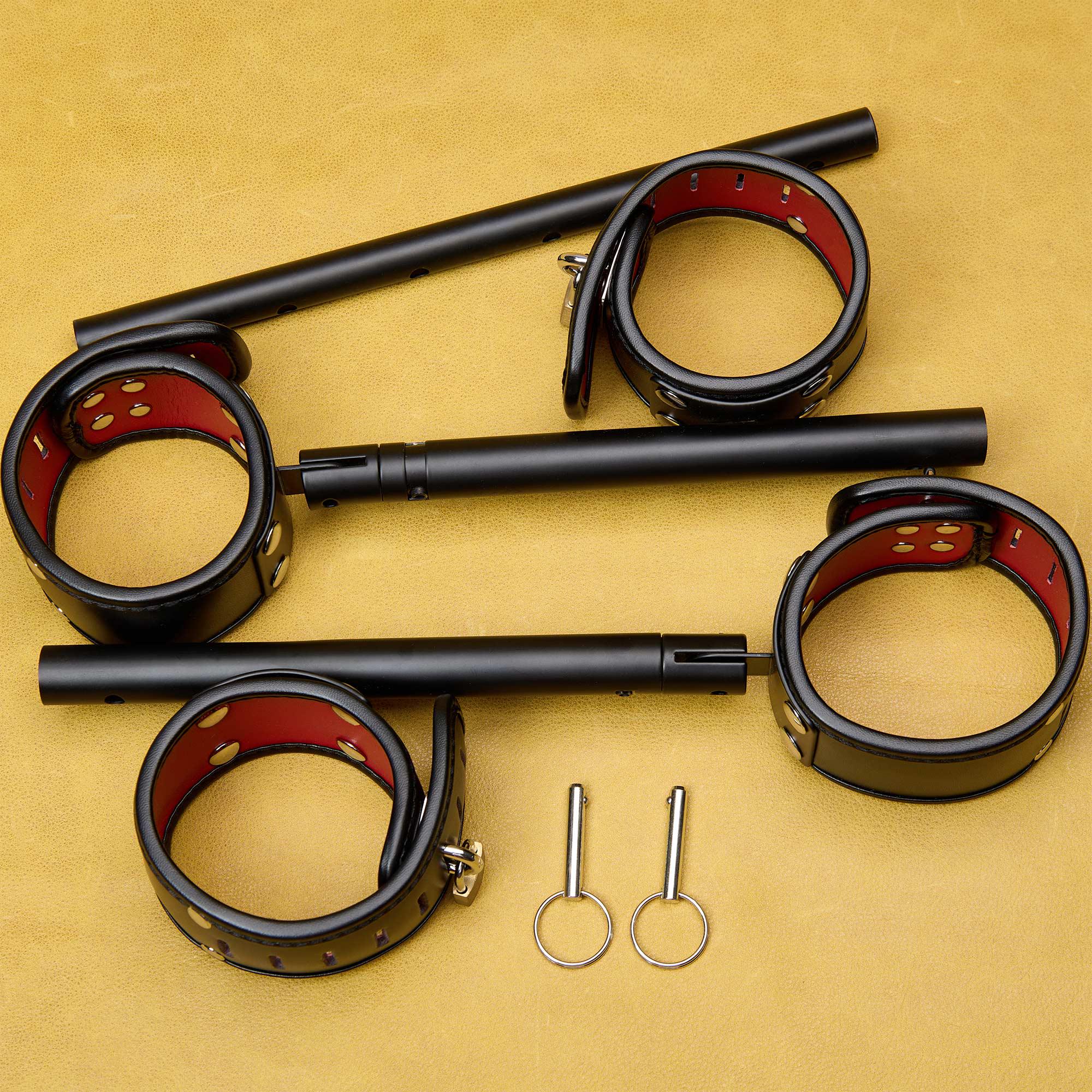 BDSM Stainless Steel Spreader Bar With Leather Wrist Leg Thigh Cuffs ...