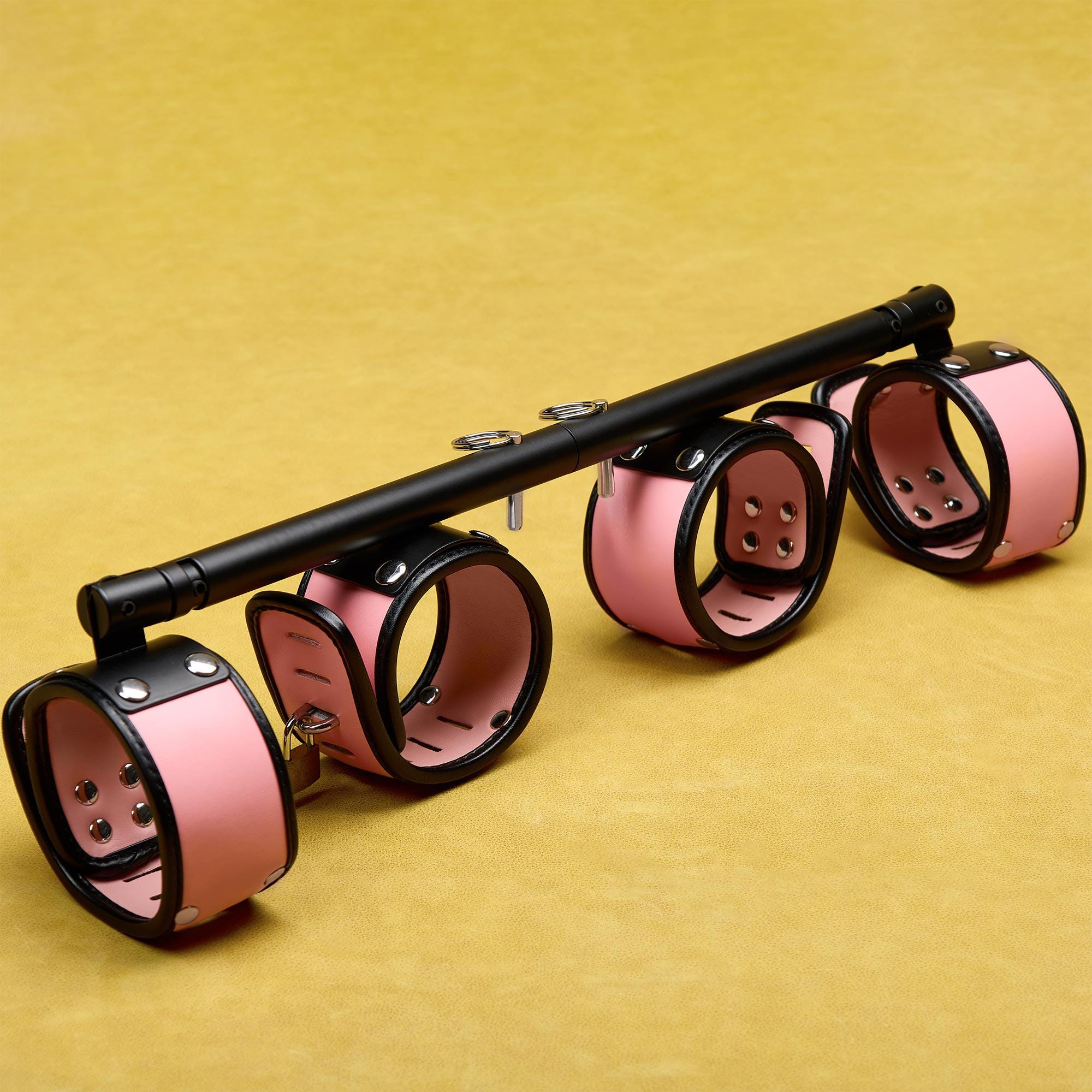 Metal BDSM Spreader Bar With Cuffs, Expandable Spreader Bar, Pink ...