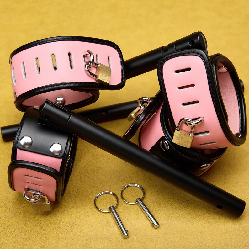 Metal BDSM Spreader Bar With Cuffs, Expandable Spreader Bar, Pink ...