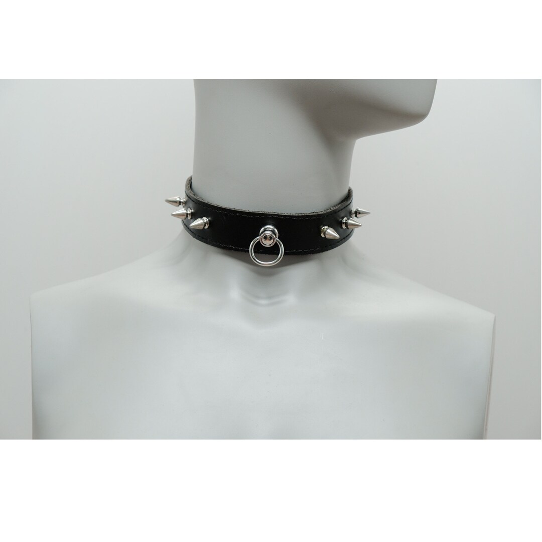 Real Leather Spiked Choker Necklace Choice of Colour and Spike Sizes ...