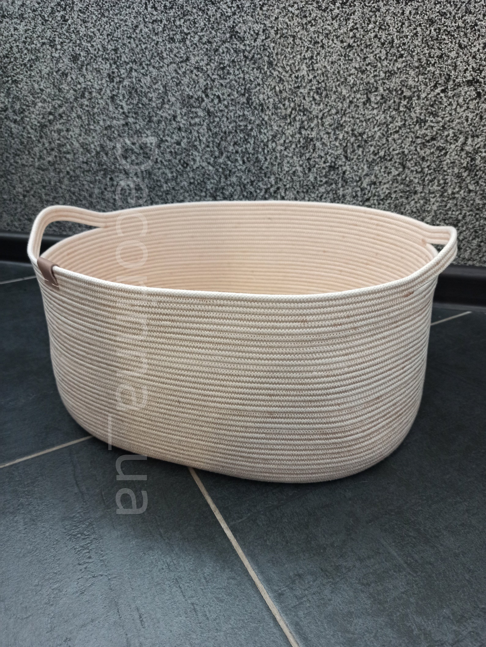 Large Cotton Rope Basket for Storage, Rope Hamper With Handles, Oval ...