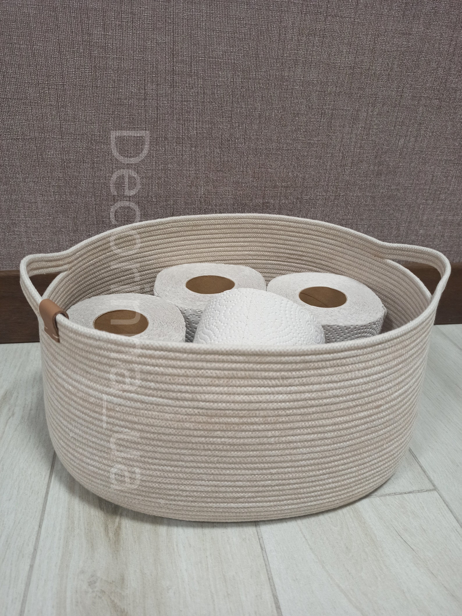 Large Cotton Rope Basket for Storage, Rope Hamper With Handles, Oval ...